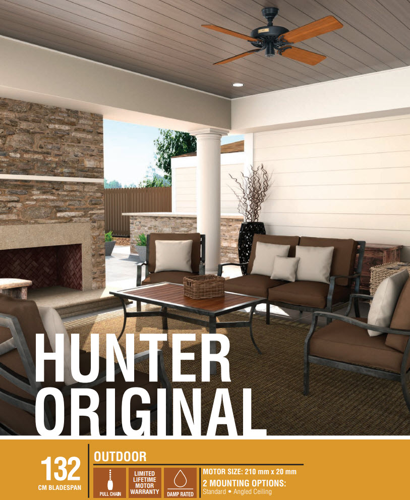 Hunter Original - High Powered Classic Ceiling Fan 52"/132cm, White or ...