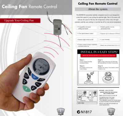 Lucci Universal Ceiling Fan Remote Control - Replacement Handset